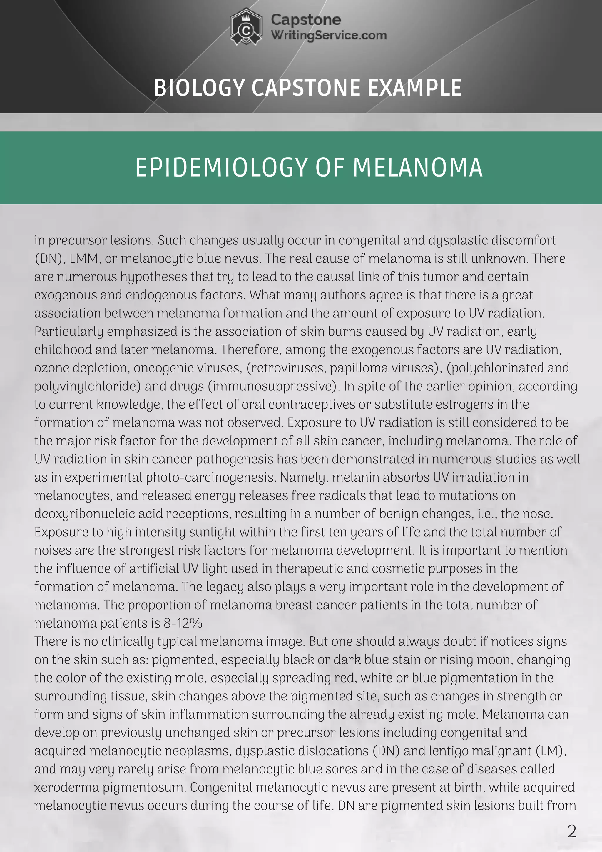 Biology Capstone Project Example | PDF