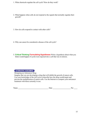 Biology - Chp10 - Cell Growth and Reproduction - Notes | DOC
