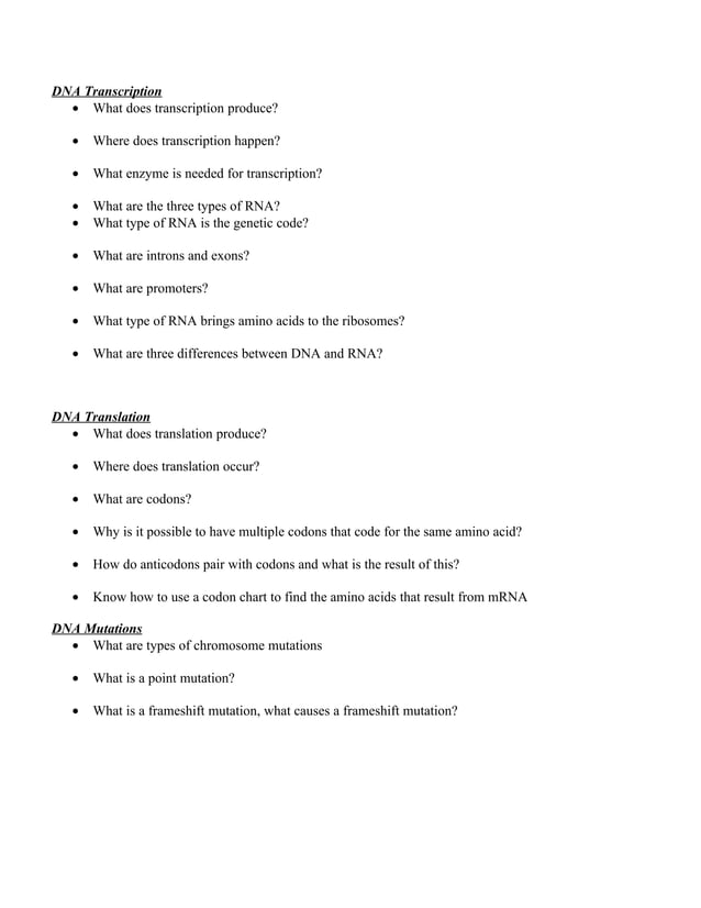Biology - Chp 12 - DNA and RNA - Study Guide | PDF