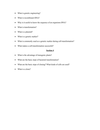 Biology - Chp 13 - Genetic Engineering - Study Guide | PDF