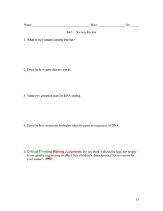 Biology - Chp14 - Human Heredity - Notes | DOC