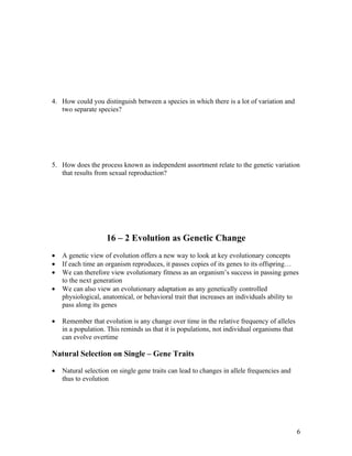 Biology - Chp 16 - Evolution of Populations - Notes | PDF