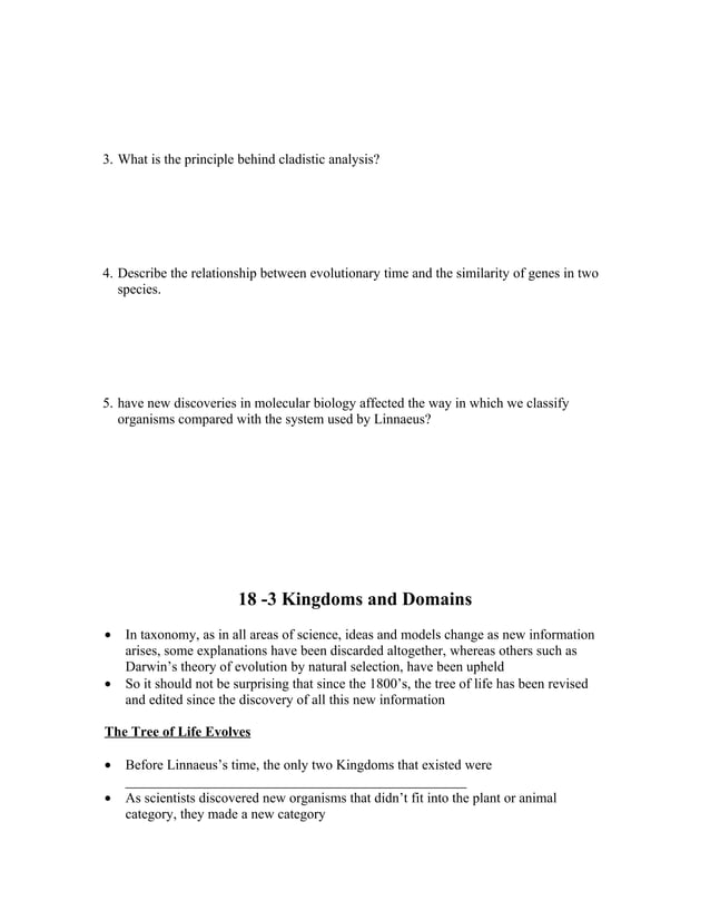 Biology - Chp 18 - Classification - Notes | DOC