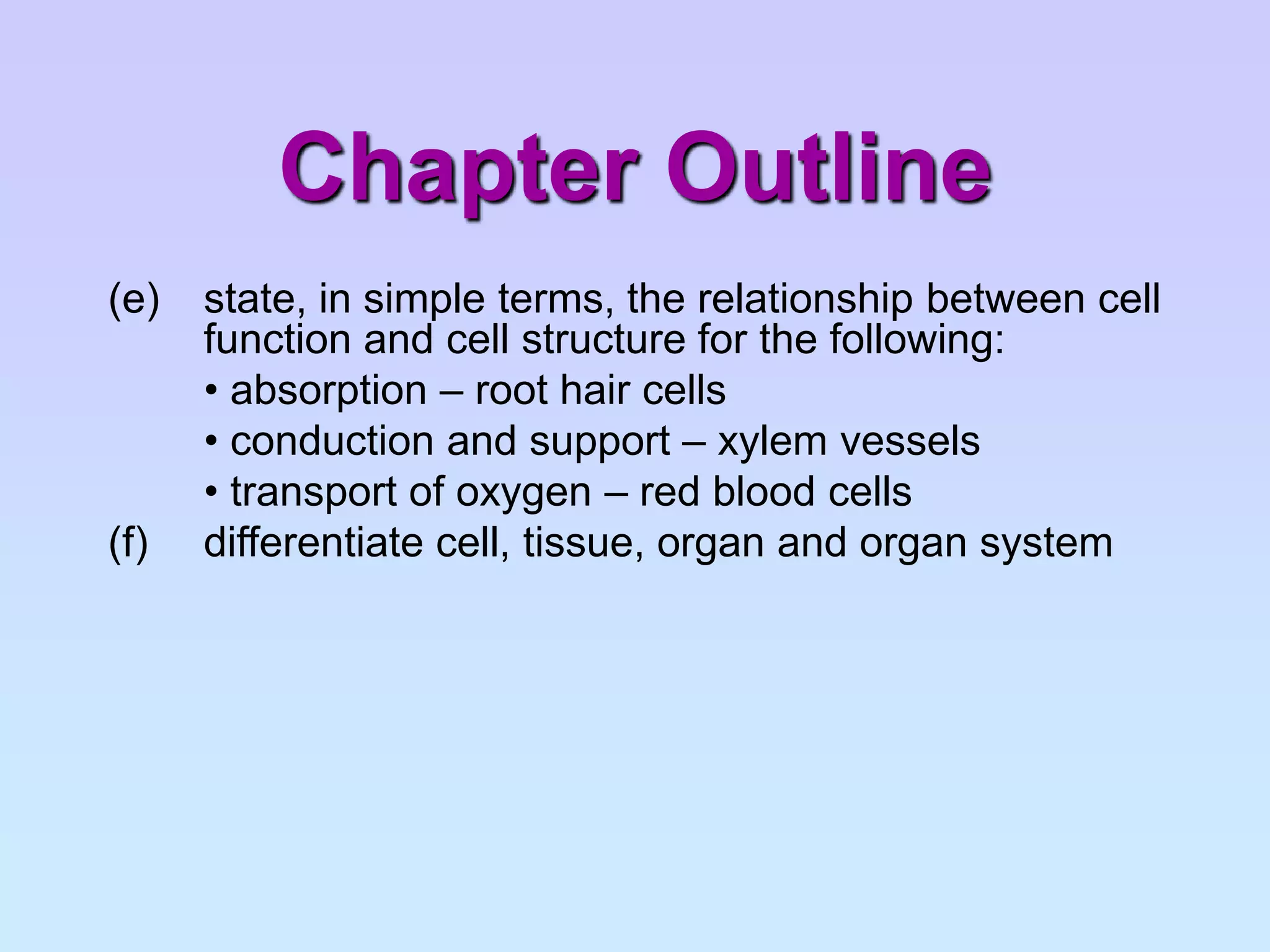 Biology chapter 1 cell structure and organisation | PPT