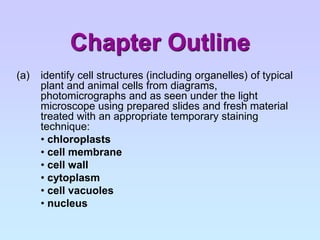 Biology chapter 1 cell structure and organisation | PPT