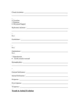 Biology - Chp 26 - Animals - Notes | PDF