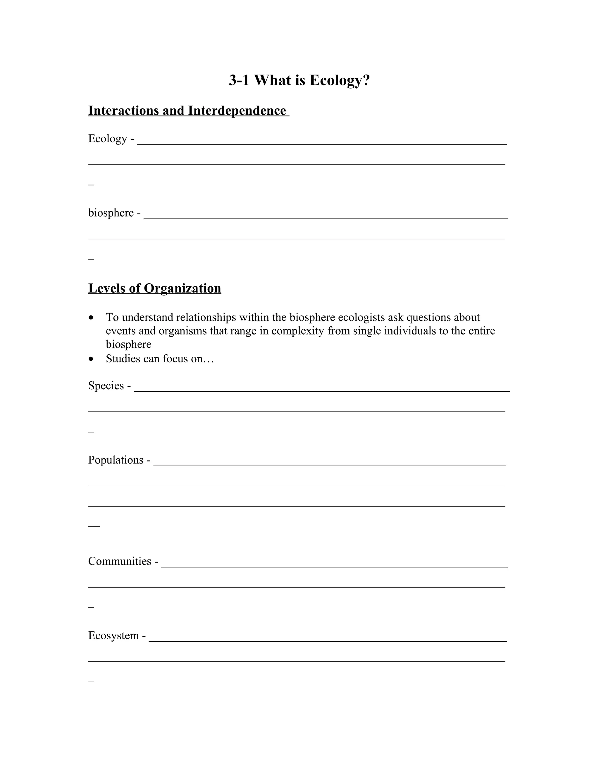 Biology - Chp 3 - The Biosphere - Notes | DOC