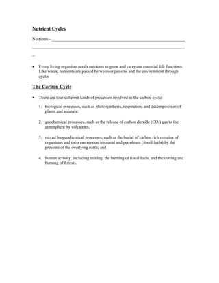 Biology - Chp 3 - The Biosphere - Notes | DOC