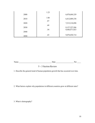 Biology - Chp 5 - Populations - Notes | DOC