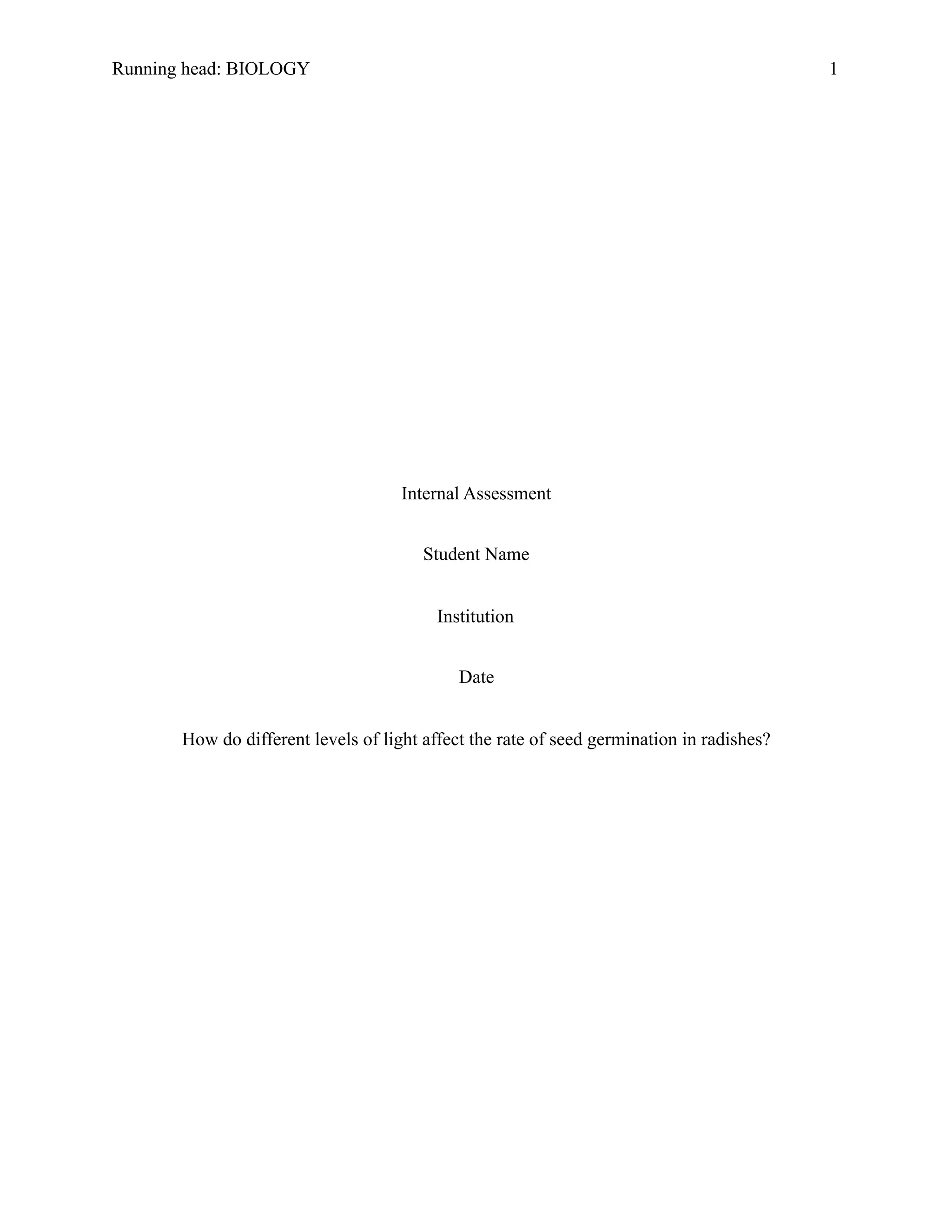 IB Biology Internal Assessment | PDF