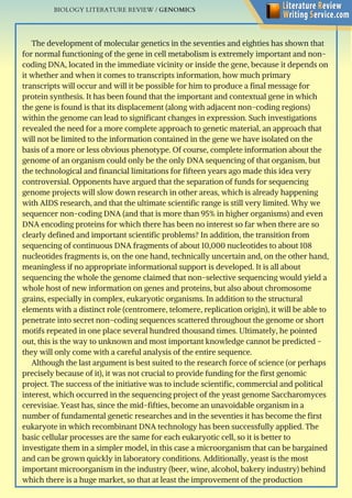 Biology Literature Review Example | PDF