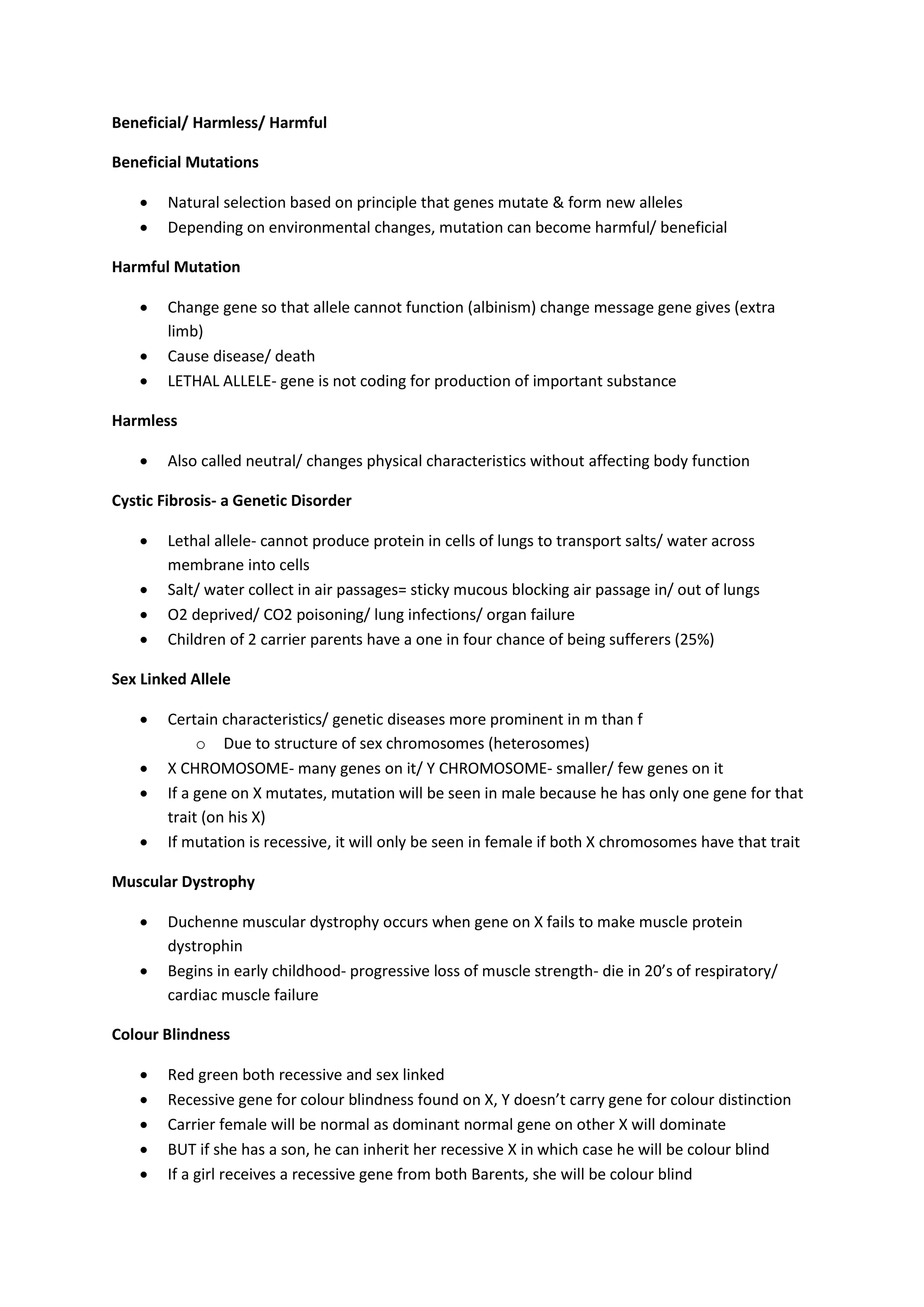 Biology notes-inheritence-and-genetic-diseases | PDF