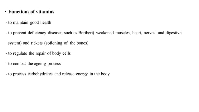 biology - vitamins-types, functions, properties | PPT