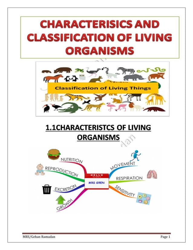 biology 1. Classification Of Living Organisms notes (Dr. jehan Ramadan ...