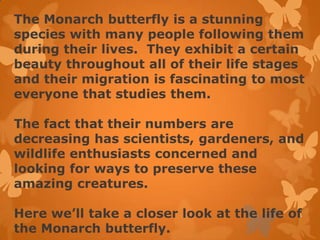 Biology 101 power point presentation on monarch butterflies | PPTX