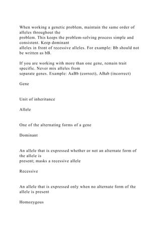 Biology 103 Laboratory Exercise – Genetic Problems .docx