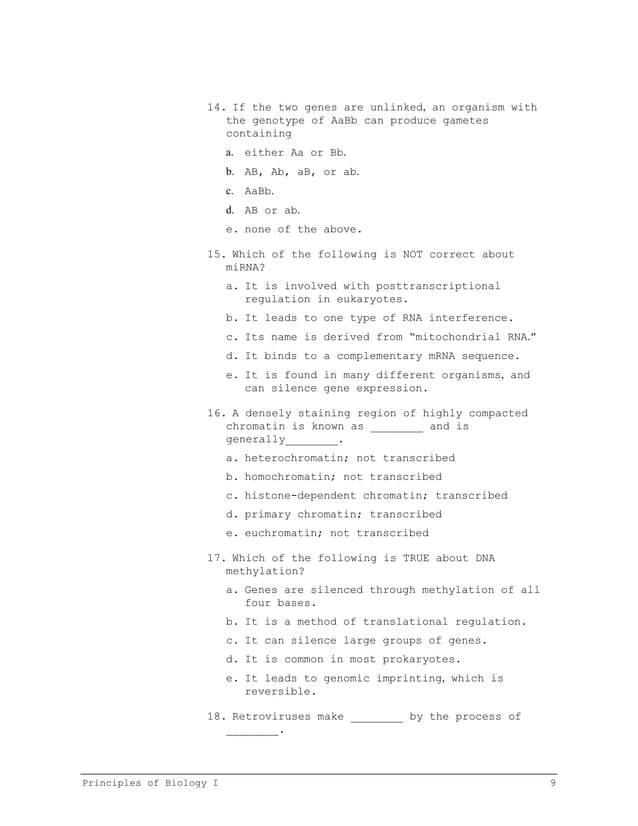 Biology 204 Principles of Biology I Assignment 2C | PDF | Genetics | Science
