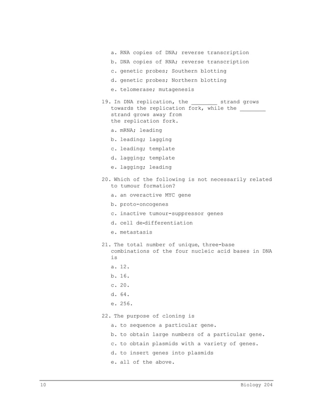 Biology 204 Principles of Biology I Assignment 2C | PDF | Genetics | Science