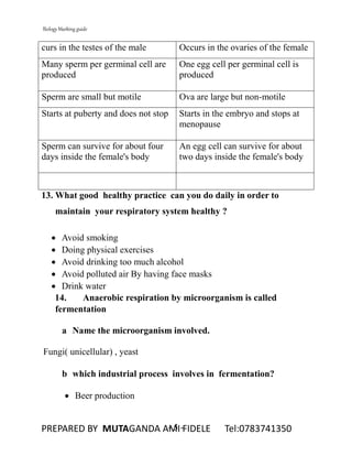 Biology 2022-2023 O'Level.docx | Reproductive Health | Diseases and ...