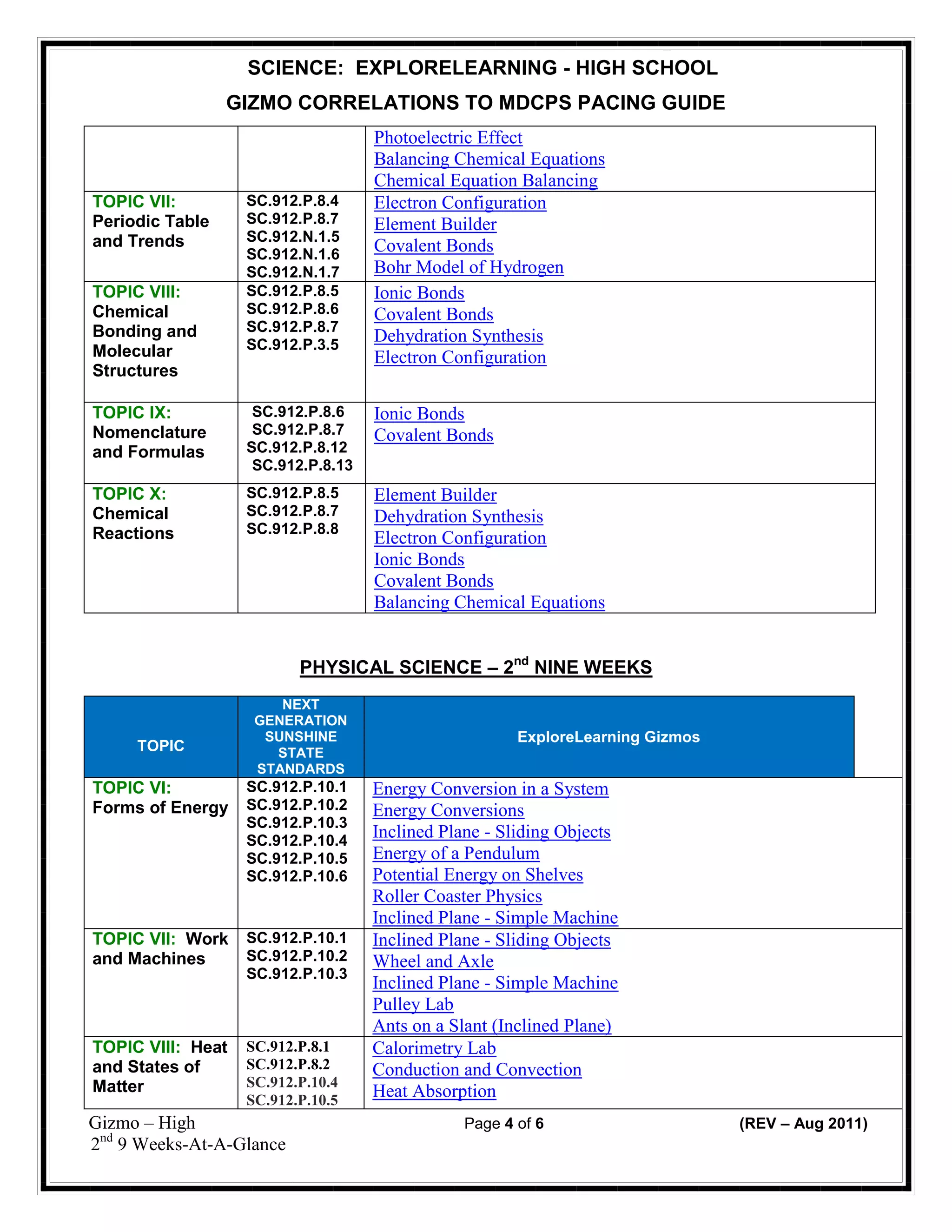Biology 2nd nine weeks mdcps science pacing guides gizmo correlations ...