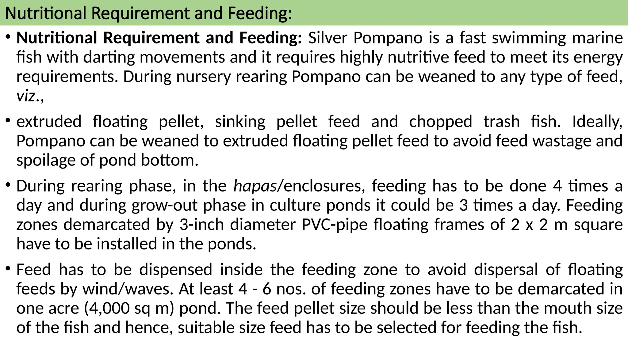 Biology and Aquaculture economics of Silver Pompano a Brackish water ...