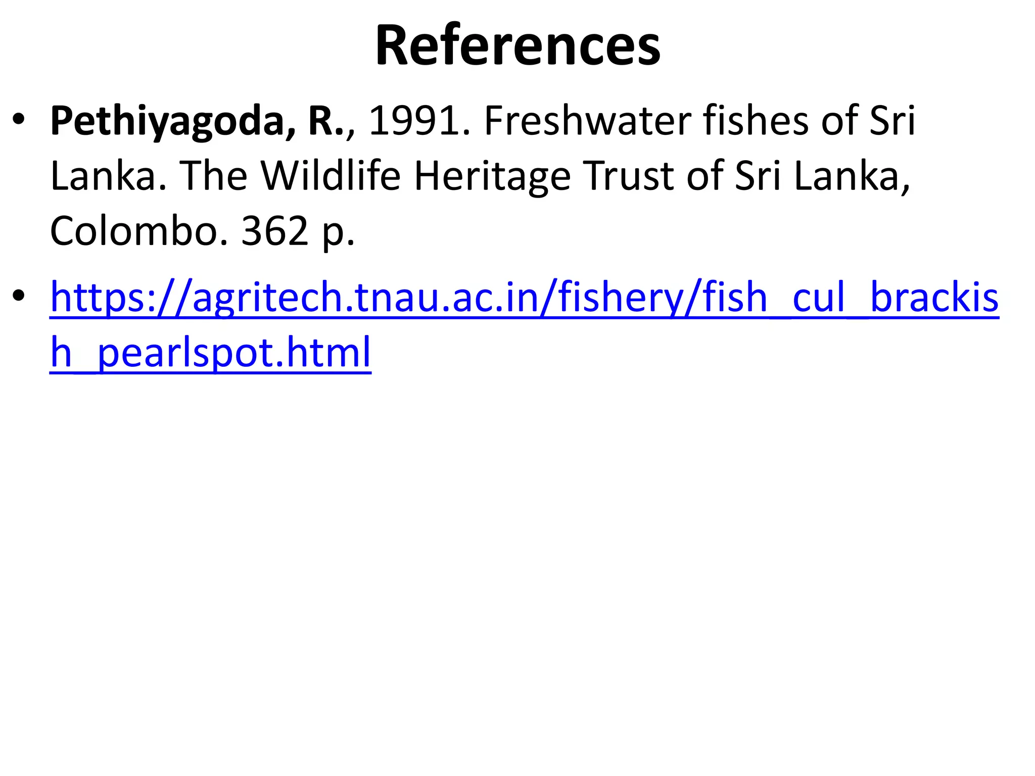 Biology and Aquaculture Pearl spot E. suratensis | PPTX