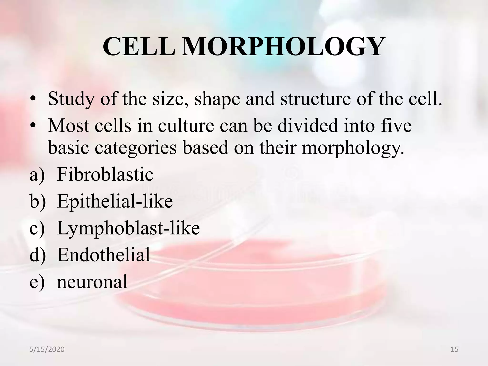 Biology and characterization of the cell culture | PPTX