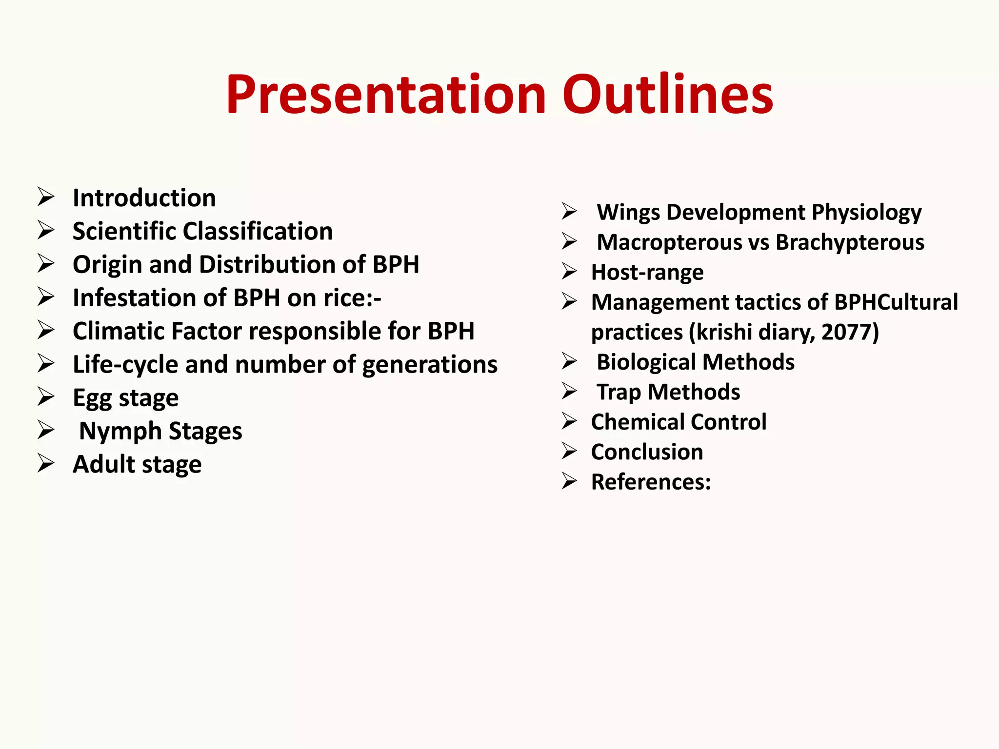 Biology and management of brown plant hopper ( | PPTX