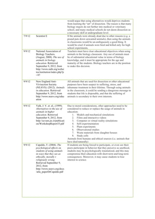 Animal Dissections in the Biology Classroom. By Janice Fung. 2012. | PDF