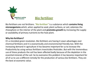 Biology Biofertilziers.pptx | Agriculture | Industries