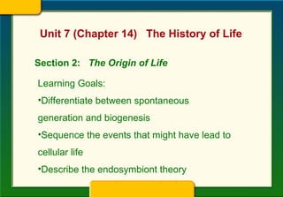 Biology Ch. 14 History of Life | PPT
