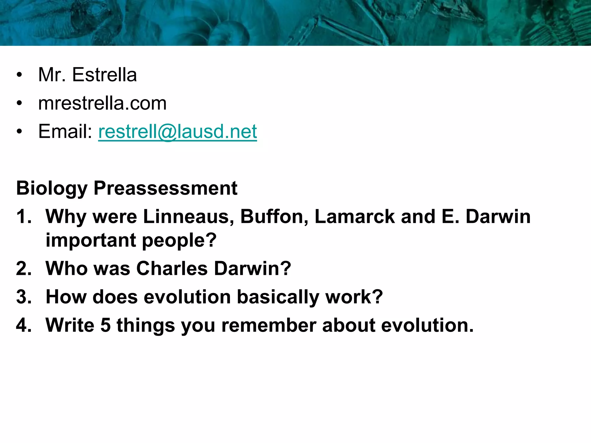 Biology ch10 evolution | PPT