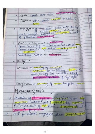 Sexual Reproduction in Flowering Plants Ch -2 Notes Class 12 Biology | PDF
