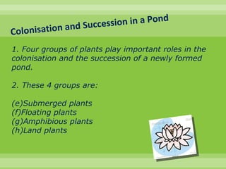 Biology chapter 8 colonisation and succession in a pond | PPT