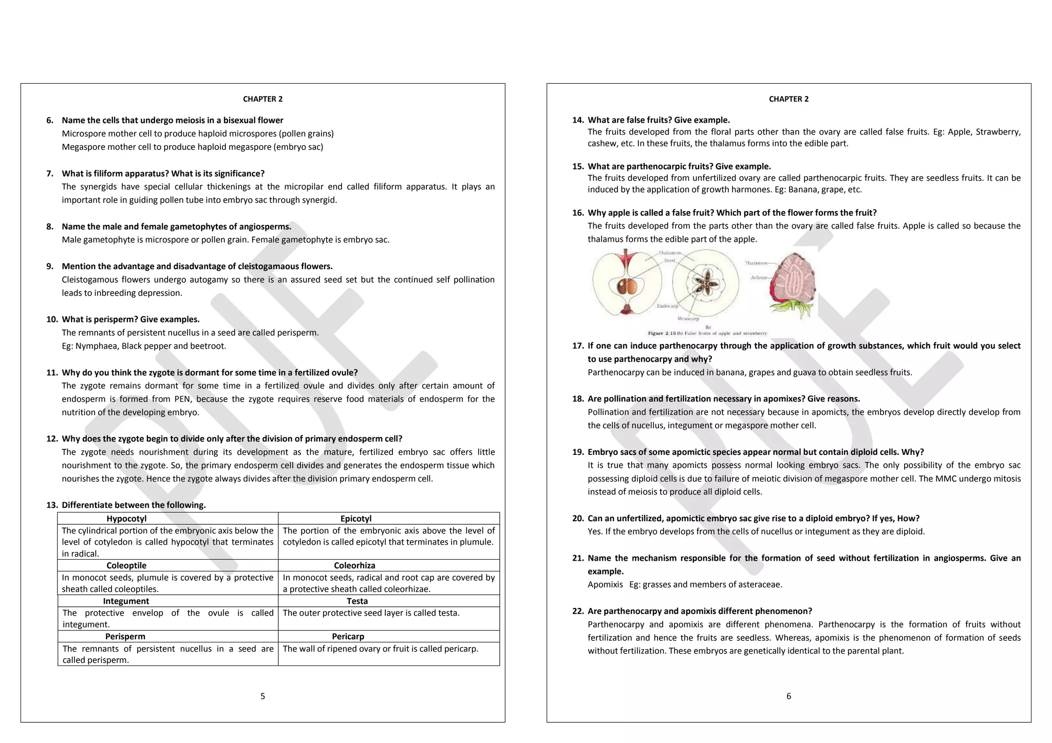 Biology chapter wise important questions | PDF