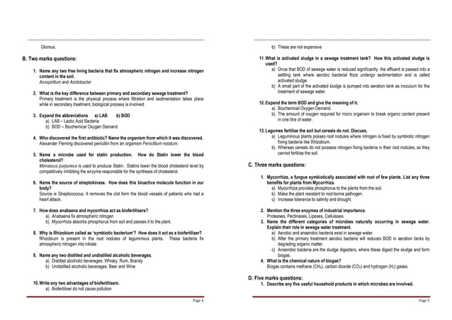 Biology chapter wise important questions | PDF