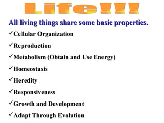 Biology characteristics of living things | PPT
