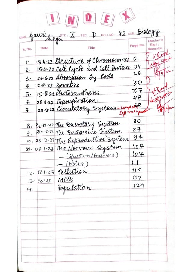 ICSE Biology Class X Handwritten Notes | PDF