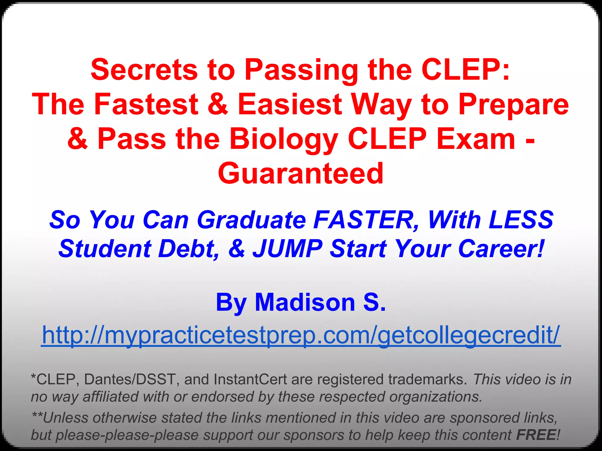 Biology CLEP Study Guides & Biology CLEP Practice Tests | PDF