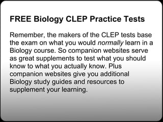 Biology CLEP Study Guides & Biology CLEP Practice Tests | PPT