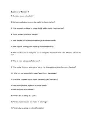 Biology EOC Study Guide/Questions | PDF