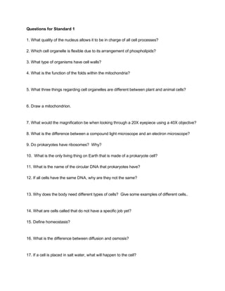Biology EOC Study Guide/Questions | PDF