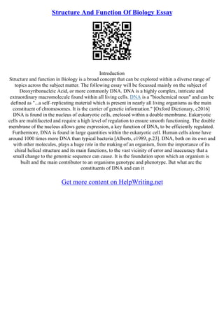 Biology Essay | PDF