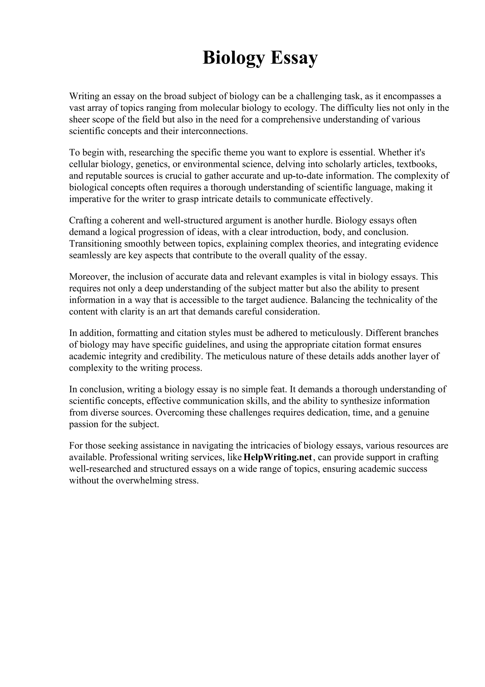 Biology Essay.pdfBiology Essay | PDF