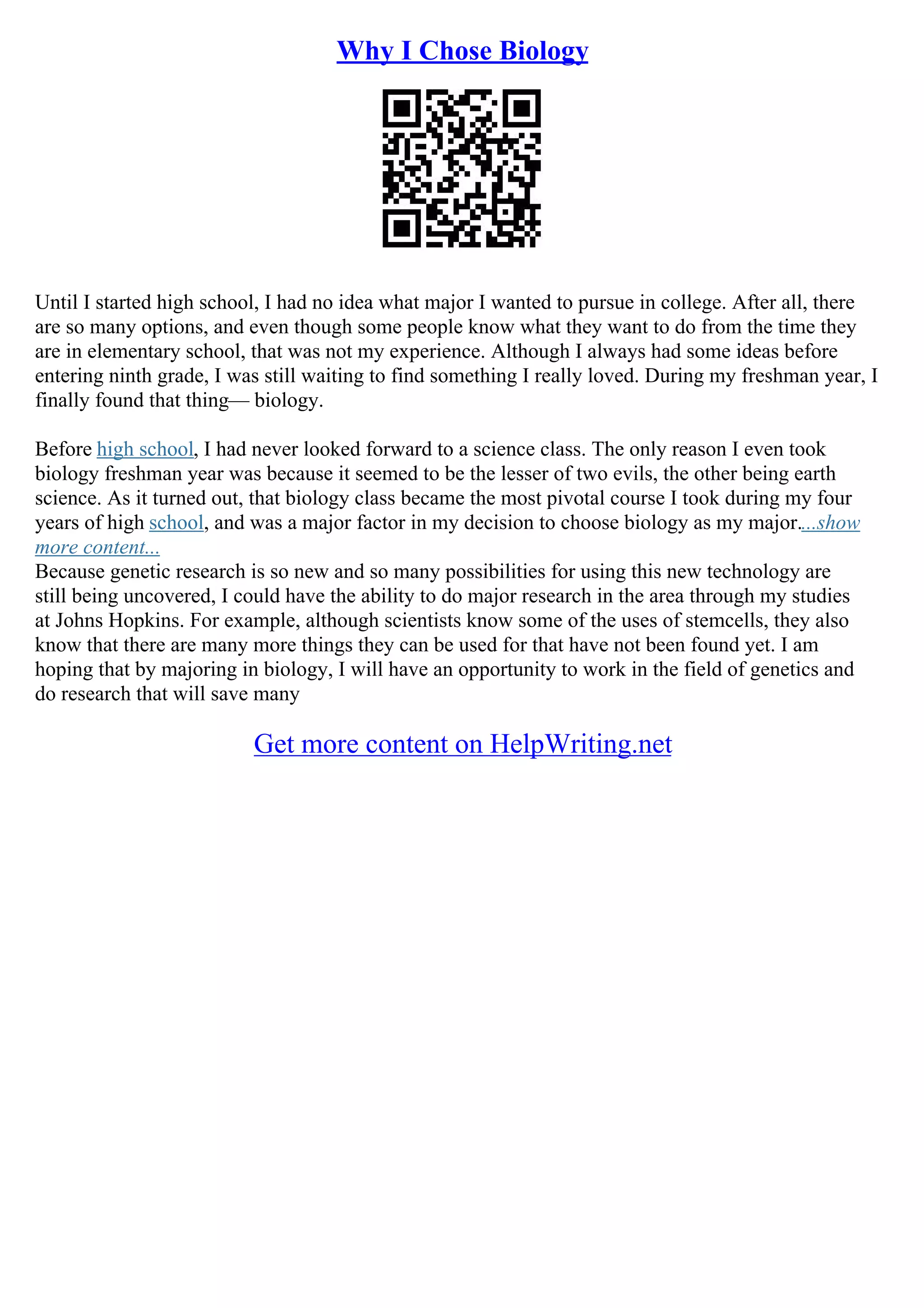 Biology Essay Topics | PDF