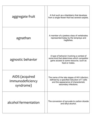Biology Flash Cards Part I | DOCX