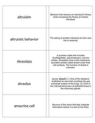 Biology Flash Cards Part I | DOCX