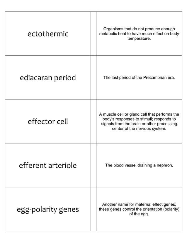 Biology Flash Cards 2 | DOCX | Science
