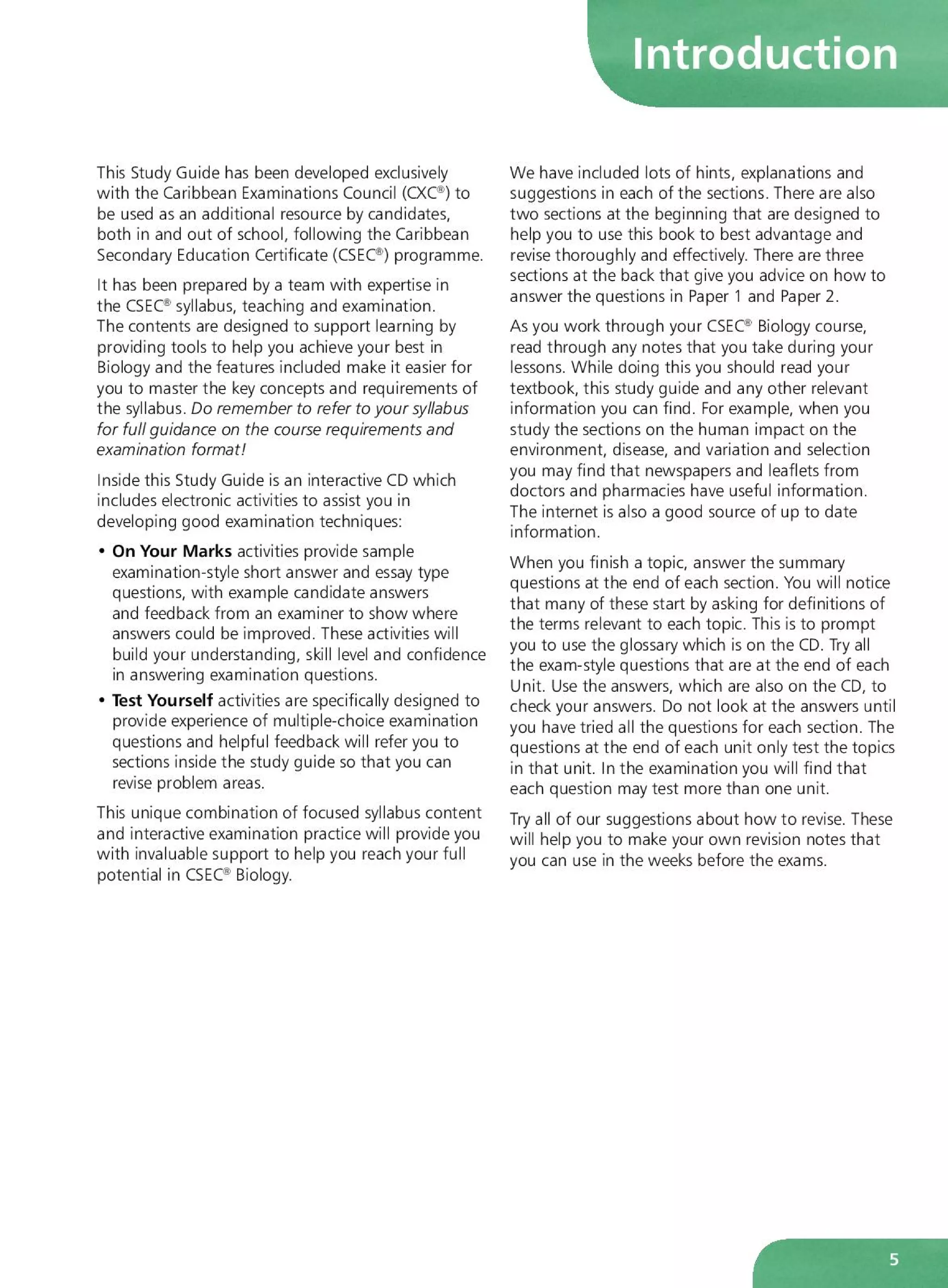 Biology for csec study guide | PDF