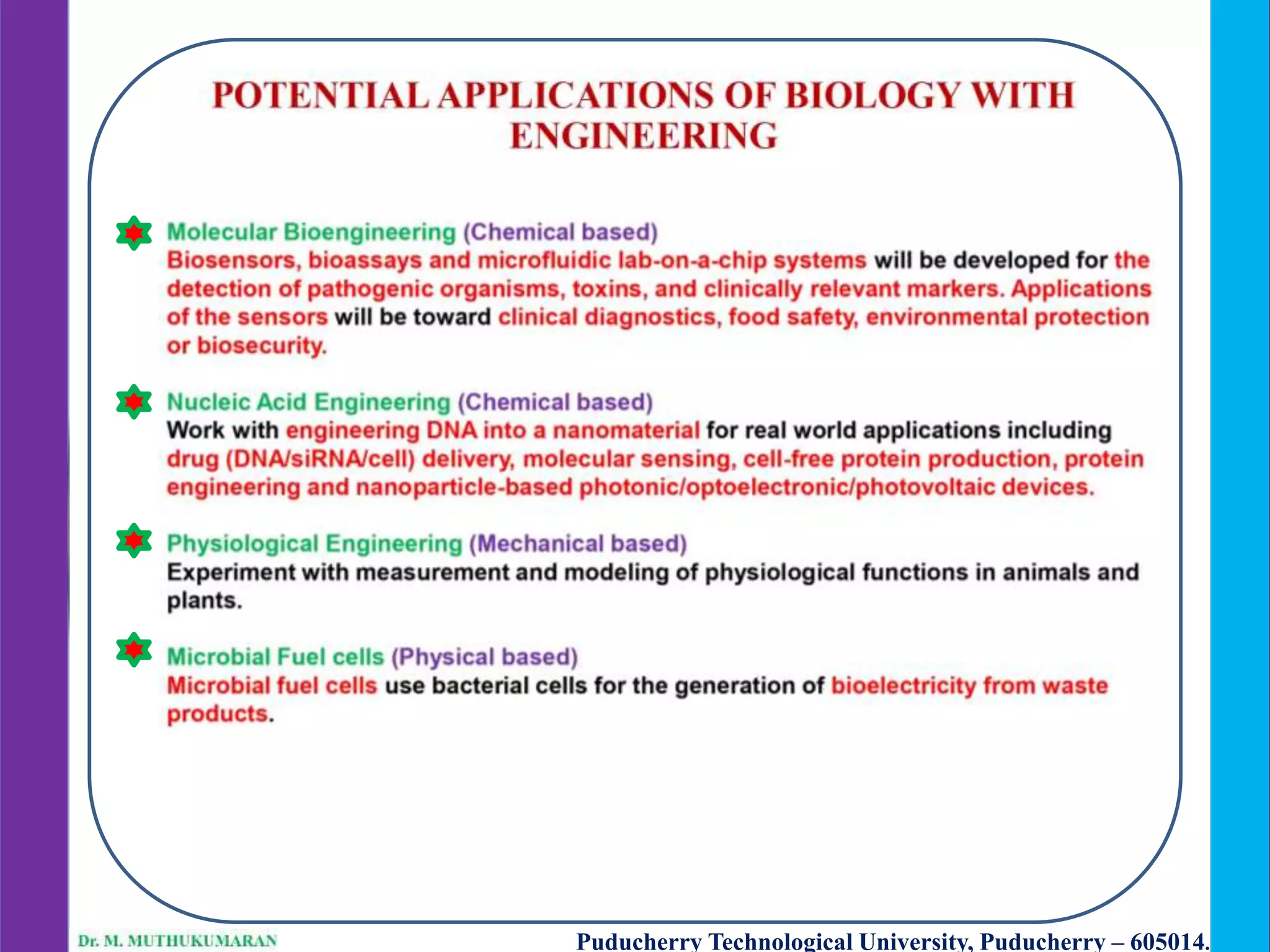 Biology for Engineers Part I (2023) - Dr. M. Muthukumaran.pptx